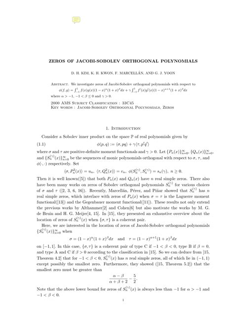 Pdf Zeros Of Jacobi Sobolev Orthogonal Polynomials