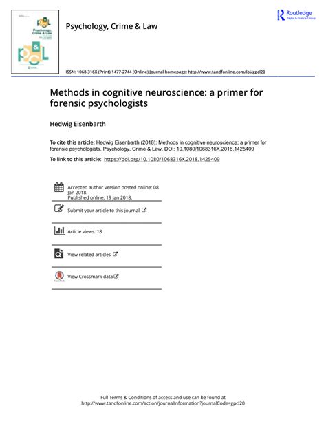 Pdf Methods In Cognitive Neuroscience A Primer For Forensic