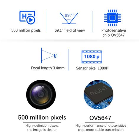 라즈베리 파이 웹캠 보드용 카메라 모듈 어댑터 케이블 포함 실용적인 5mp Rpi 라즈베리 파이 제로 1 세트 컴퓨터 구성요소