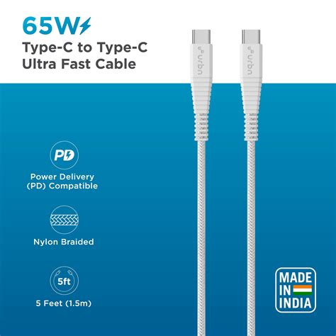 Buy Urbn Type C To Type C Feet M Cable Tangle Free Design White Online Croma