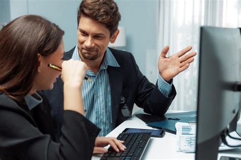 Business Traders Discussing On Dynamic Stock Risk Or Profit Point Postulate Premium Ai