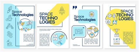 Space Technologies Blue And Yellow Brochure Template Equipment For Exploration Leaflet Design