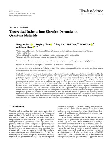 Pdf Theoretical Insights Into Ultrafast Dynamics In Quantum Materials