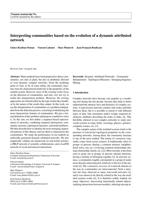 Pdf Interpreting Communities Based On The Evolution Of A Dynamic Attributed Network