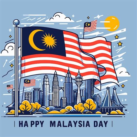 말레이시아 독립기념일 축제 배경 일러스트레이션 프리미엄 벡터