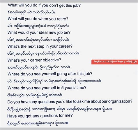 အလုပ်အင်တာဗျူးမှာ အမေးအများဆုံး English စာ သင်ကြမယ်