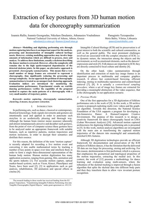 Pdf Extraction Of Key Postures From 3d Human Motion Data For Choreography Summarization