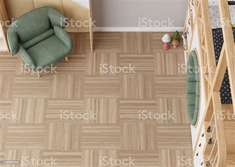 카펫을위한 방 모형 스칸디나비아 현대적인 스타일의 어린이 방 인테리어 평면도 카펫이나 러그 디자인을 위해 쪽모이 세공 마루 바닥에 빈 복사 공간을 만드십시오 현대