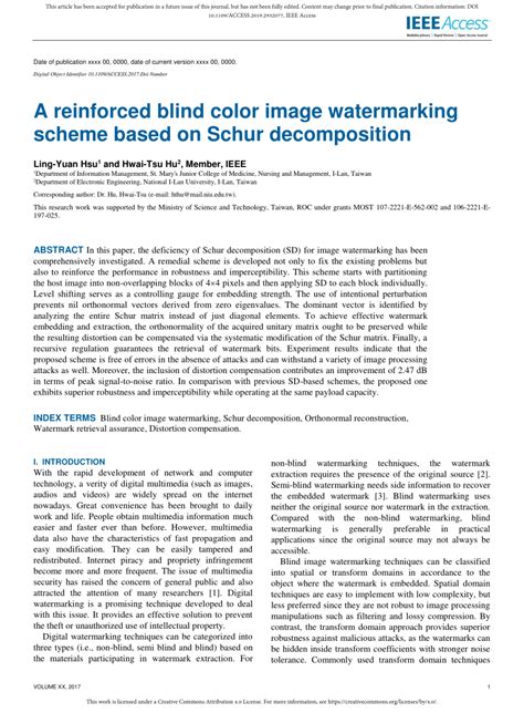Pdf A Reinforced Blind Color Image Watermarking Scheme Based On Schur Decomposition