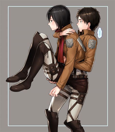 Mikasa Ackerman And Eren Yeager Shingeki No Kyojin Drawn By Sine