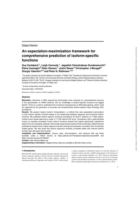 Pdf An Expectation Maximization Framework For Comprehensive Prediction Of Isoform Specific