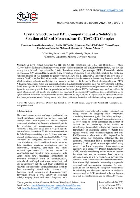 PDF Crystal Structure And DFT Computations Of A Solid State Solution