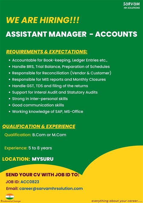 Vishnu Vardhan On Linkedin Hiring Accounts Mysuru Bengaluru Makeinindia Manufacturingjobs