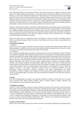 A Review Of Factors Associated With Students Lateness Bahavior And