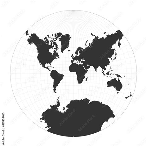 Map Of The World Lagrange Conformal Projection Globe With Latitude And Longitude Net World