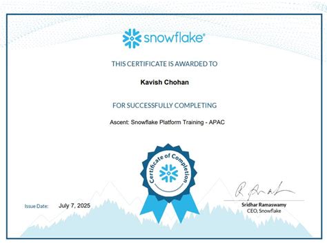 Snowflake Dataplatform Continuouslearning Professionalgrowth Cloudcomputing Kavish Chohan