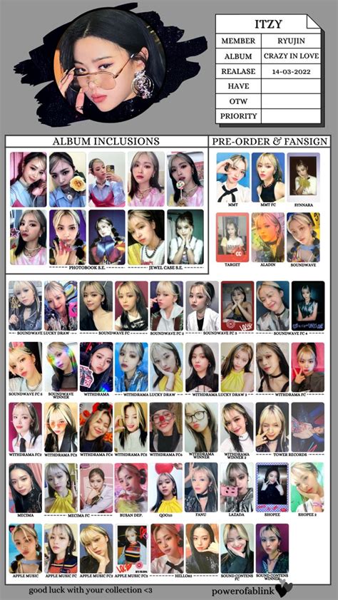 Itzy Ryujin Crazy In Love Pob Photocard Template Cards Crazy Crazy Love Itzy