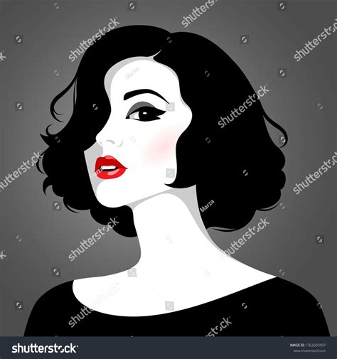 Simple Vector Portrait Beautiful Elegant Young Stock Vector Royalty Free 1762603997 Shutterstock