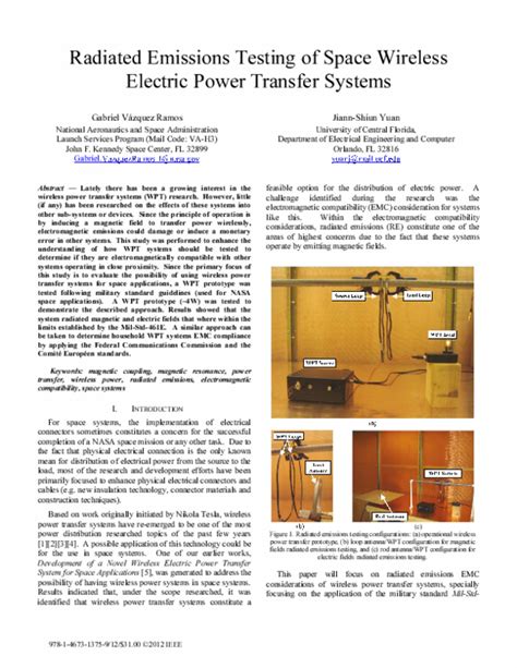 Pdf Radiated Emissions Testing Of Space Wireless Electric Power Transfer Systems