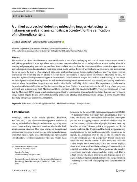 Pdf A Unified Approach Of Detecting Misleading Images Via Tracing Its Instances On Web And