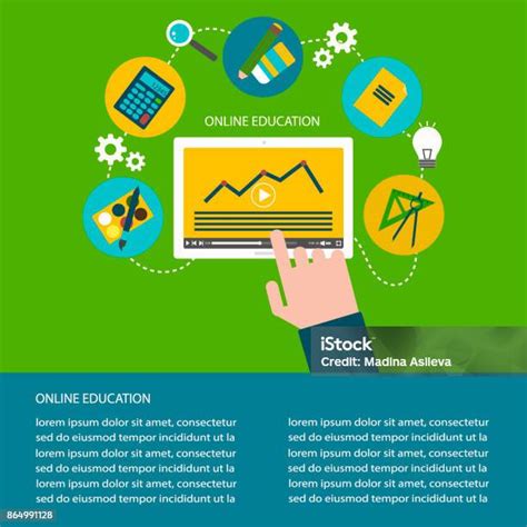 온라인 교육 및 학습에 대 한 평면 디자인 아이콘 벡터 일러스트 가상현실에 대한 스톡 벡터 아트 및 기타 이미지 가상현실 개체 그룹 거리가 먼 Istock