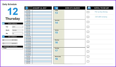 Excel Daily Schedule Template Free Download Bosidentity