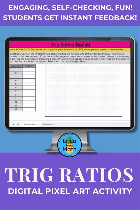 Right Triangle Trig Ratios Digital Pixel Art Activity [video] [video] Pixel Art Secondary