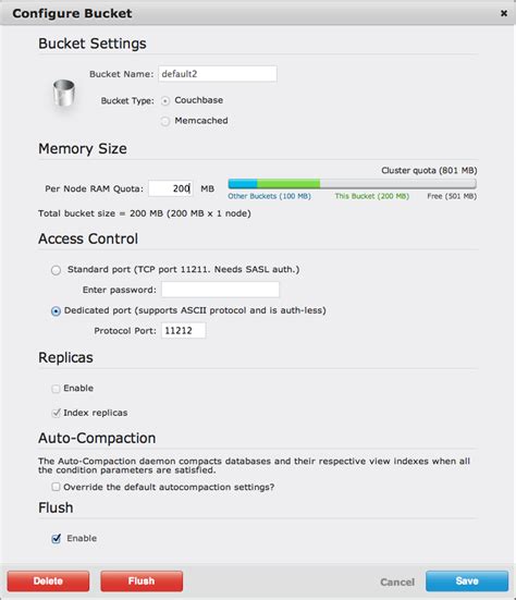 Couchbase Server マニュアル 20 第6章 Webコンソールの利用 631 データバケットの作成と編集