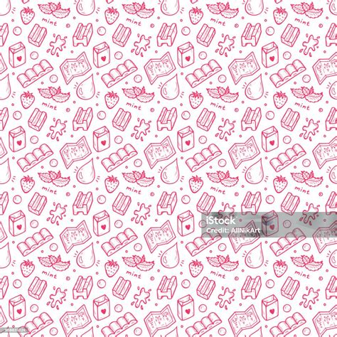 딸기와 민트 버블 껌 완벽 한 패턴입니다 손으로 그린 낙서 씹는 잇 몸 과자입니다 블랙 및 화이트 벡터 일러스트 레이 션 검볼에 대한 스톡 벡터 아트 및 기타 이미지