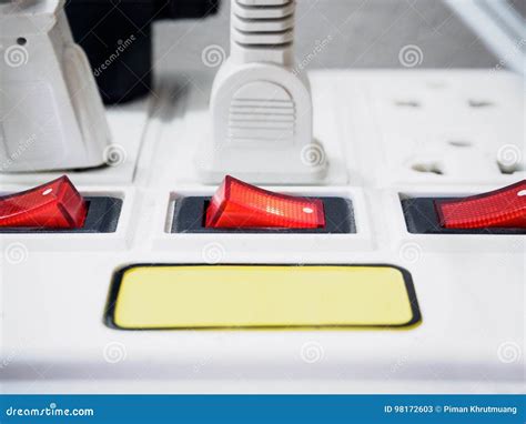 Multiple Socket With Connected Plugs Stock Image Image Of Save Switch
