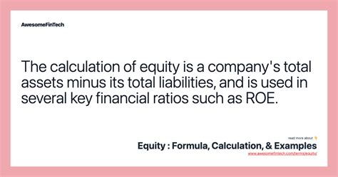 Equity Formula Calculation Examples AwesomeFinTech Blog