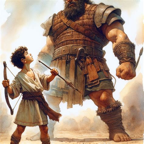 David And Goliath Bible Art