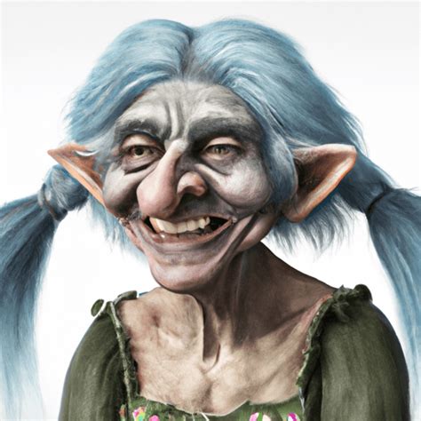 Cute Cartoon Norwegian Old Female Troll · Creative Fabrica