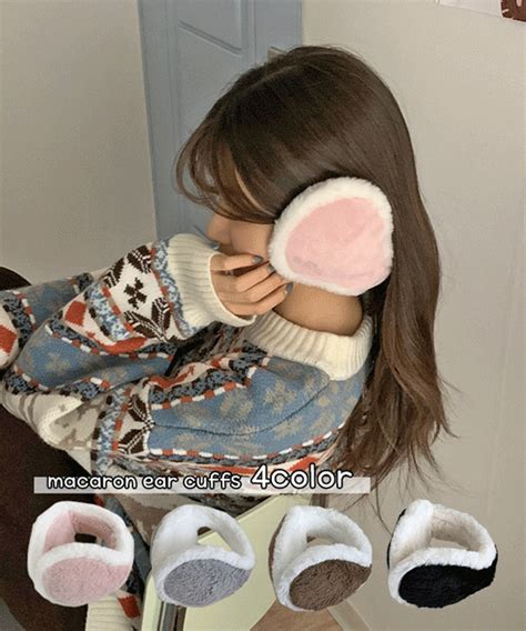 퓨어린 [ 접이식 당일출고 ] 마카롱 부드러운 페이크퍼 말랑 두툼한 퍼 스노우 무지 커플 귀마개 귀도리
