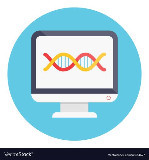 Dna In Computer Monitor Medical Icon Royalty Free Vector