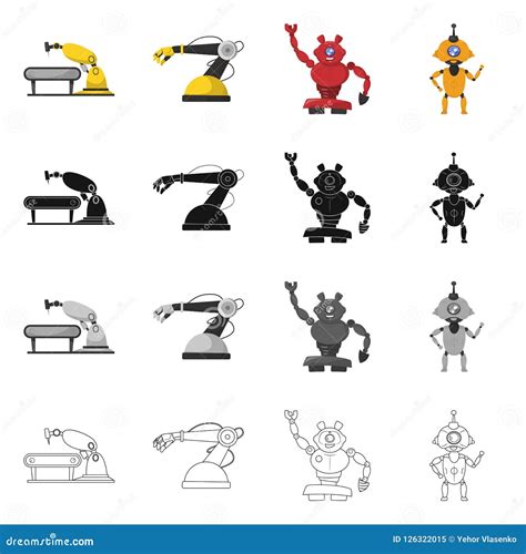 Vector Design Of Robot And Factory Sign Collection Of Robot And Space Stock Vector Illustration