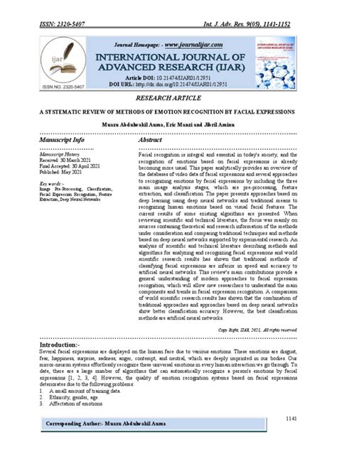A Systematic Review Of Methods Of Emotion Recognition By Facial Expressions Pdf Artificial