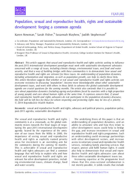 Pdf Population Sexual And Reproductive Health Rights And