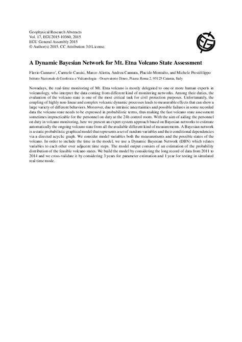 Pdf A Dynamic Bayesian Network For Mt Etna Volcano State Assessment