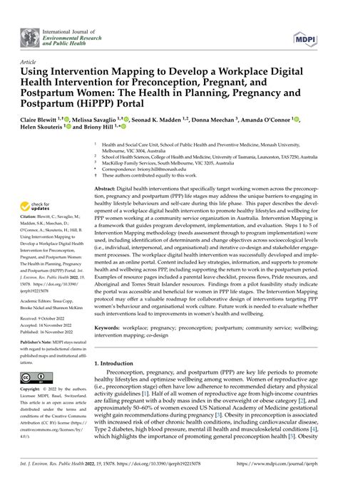 Pdf Using Intervention Mapping To Develop A Workplace Digital Health