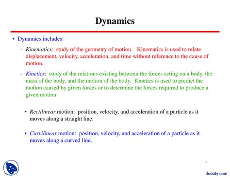 rectilinear motion basic mecanical engineering lecture slides docsity