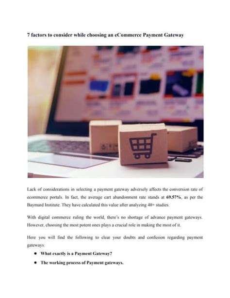 07 Factors To Consider While Choosing An Ecommerce Payment Gateway Pdf