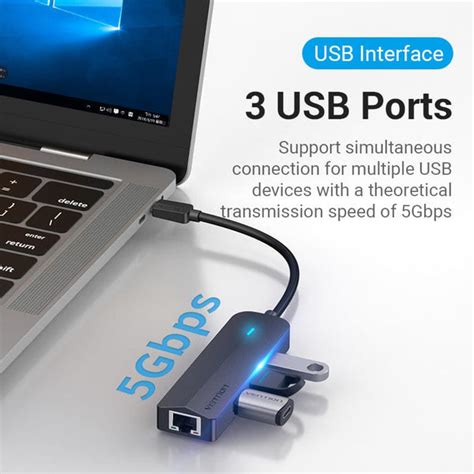 Vention 5 In 1 Usb C Gigabit Ethernet Hub 3 Usb 30 Ports