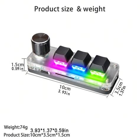 Romoral Clavier Mécanique Macro Axes Rouges 3 Touches Et 1 Bouton Rgb Personnalisé Pour Le Jeu