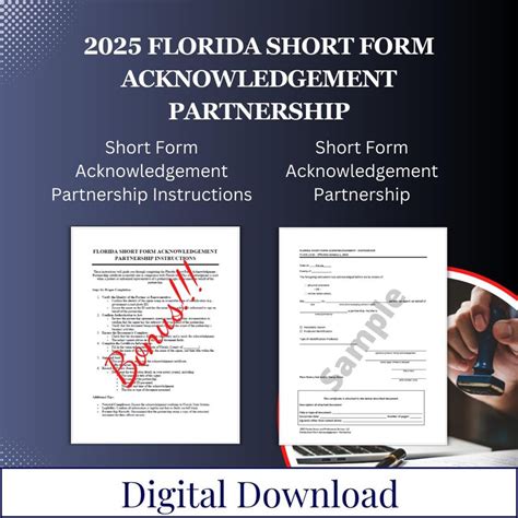 2025 Florida Short Form Acknowledgement Partnership Notary