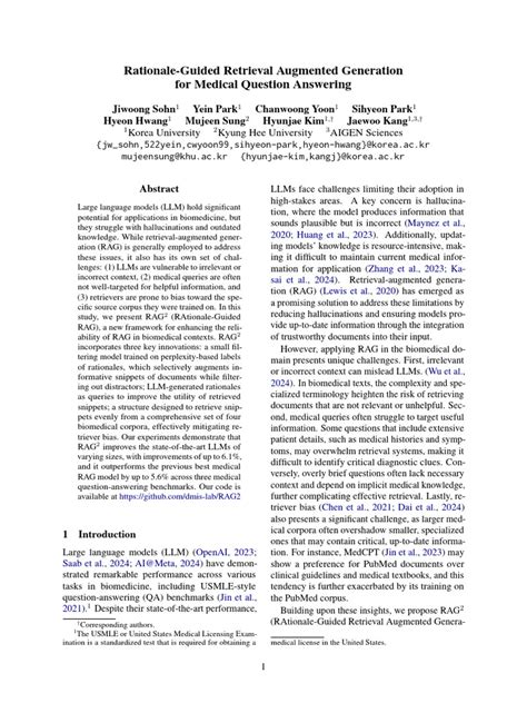 Rationale Guided Retrieval Augmented Generation For Medical Question Answering Pdf