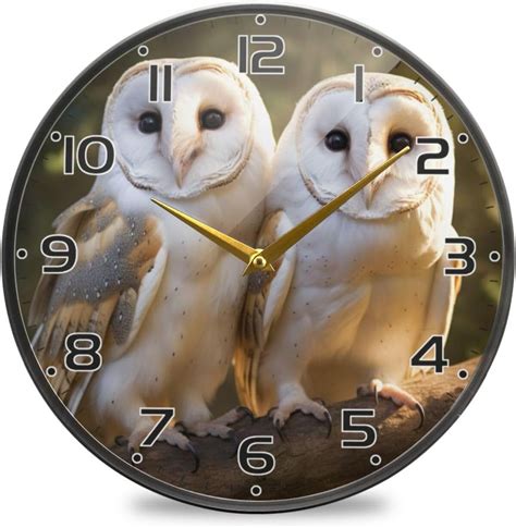 Coolnut Tree Owls Wall Clock Round Silent Non Ticking Battery Operated