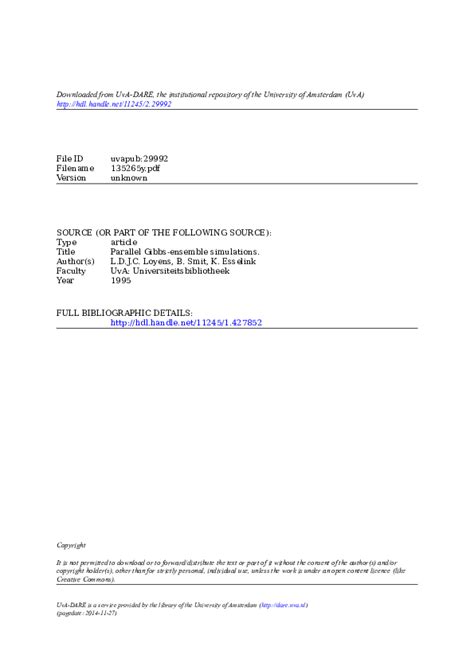 Pdf Parallel Gibbs Ensemble Simulations