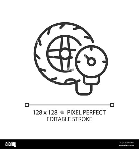 2d Customizable Thin Line Black Tire Inflate Icon Stock Vector Image And Art Alamy