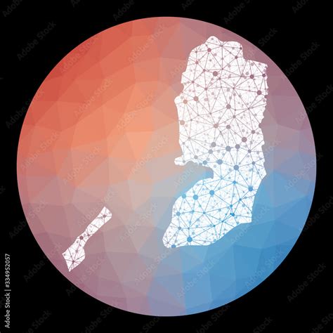 Vector Network Palestine Map Map Of The Country With Low Poly Background Rounded Palestine